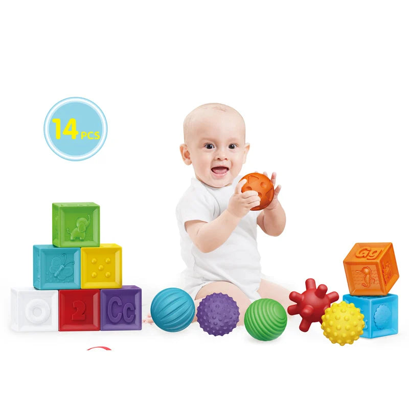 Baby's First Soft Sensory Toy Set -Balls & Blocks (14 Pieces) — Toycra