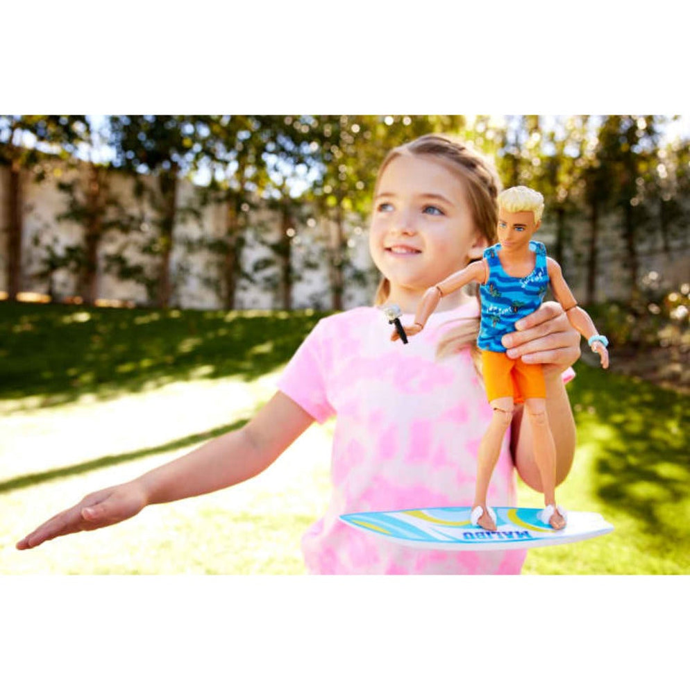 Barbie Ken Doll With Surfboard, Poseable Blonde Barbie Ken Beach Doll ...