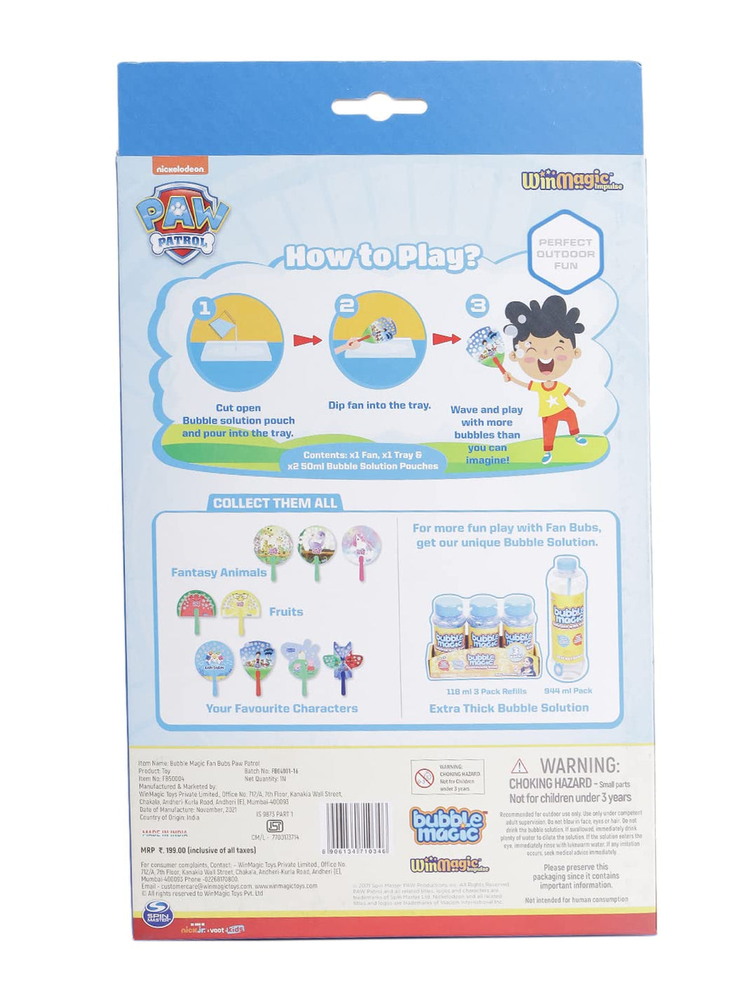 Bubble Magic Fan Bubs Cartoon Characters — Toycra