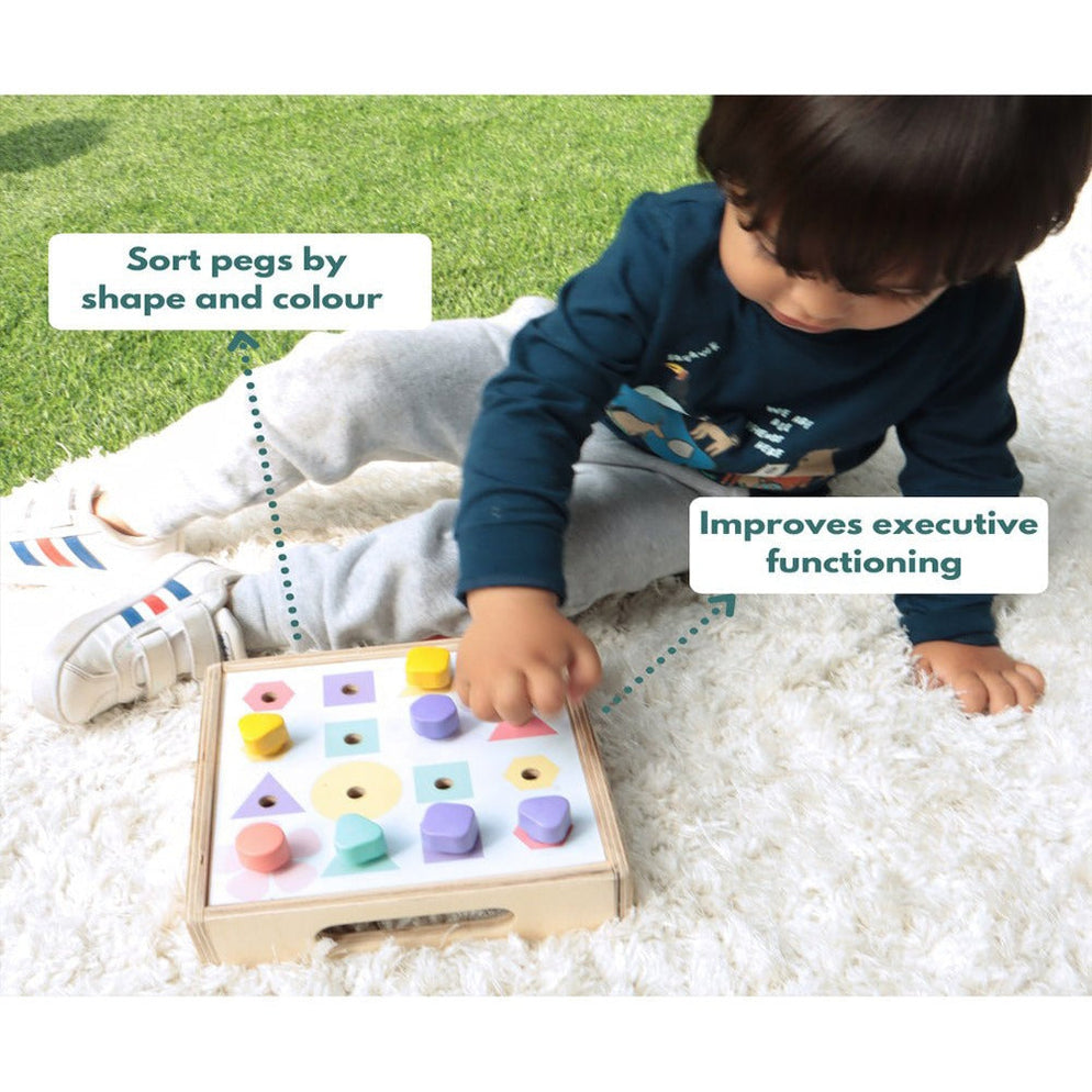 Curious Cub Shape and Colour Matching Peg Board - Multi Colour — Toycra