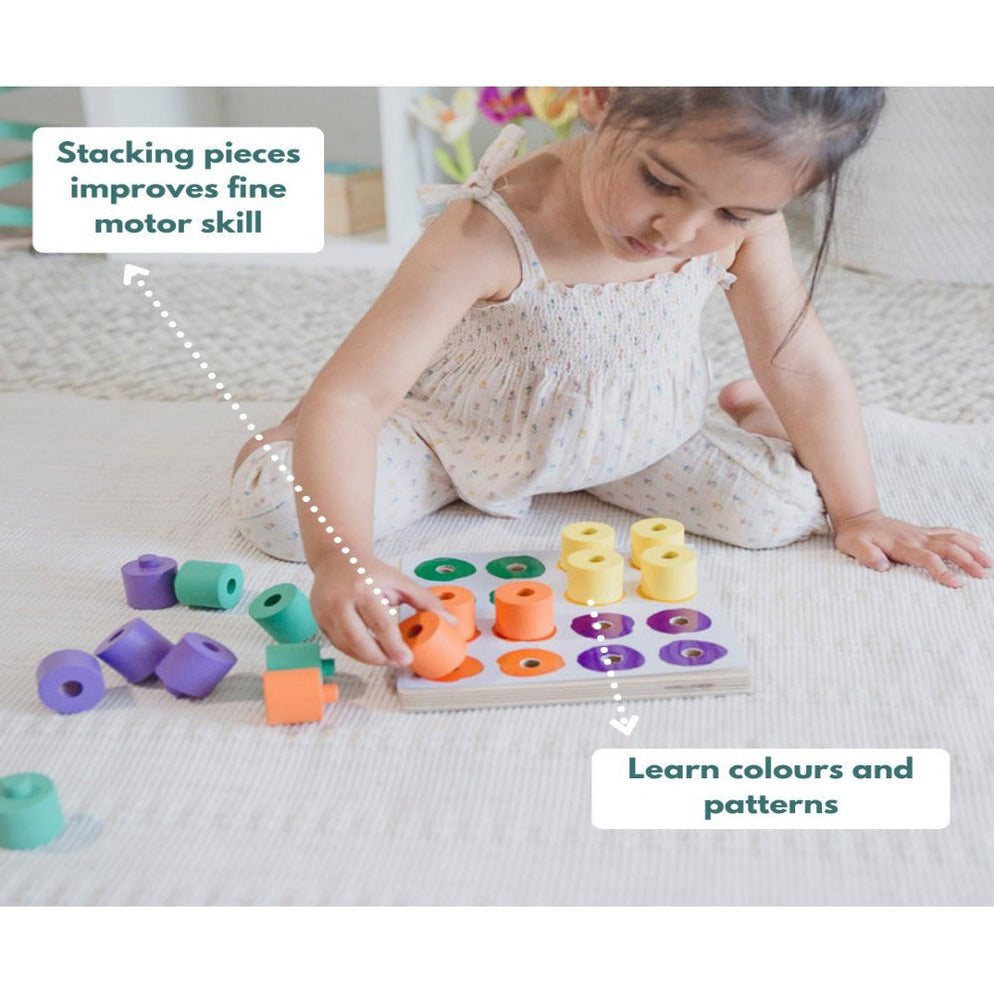 Curious Cub Stacking & Colour Matching Peg Board - Multi Color — Toycra