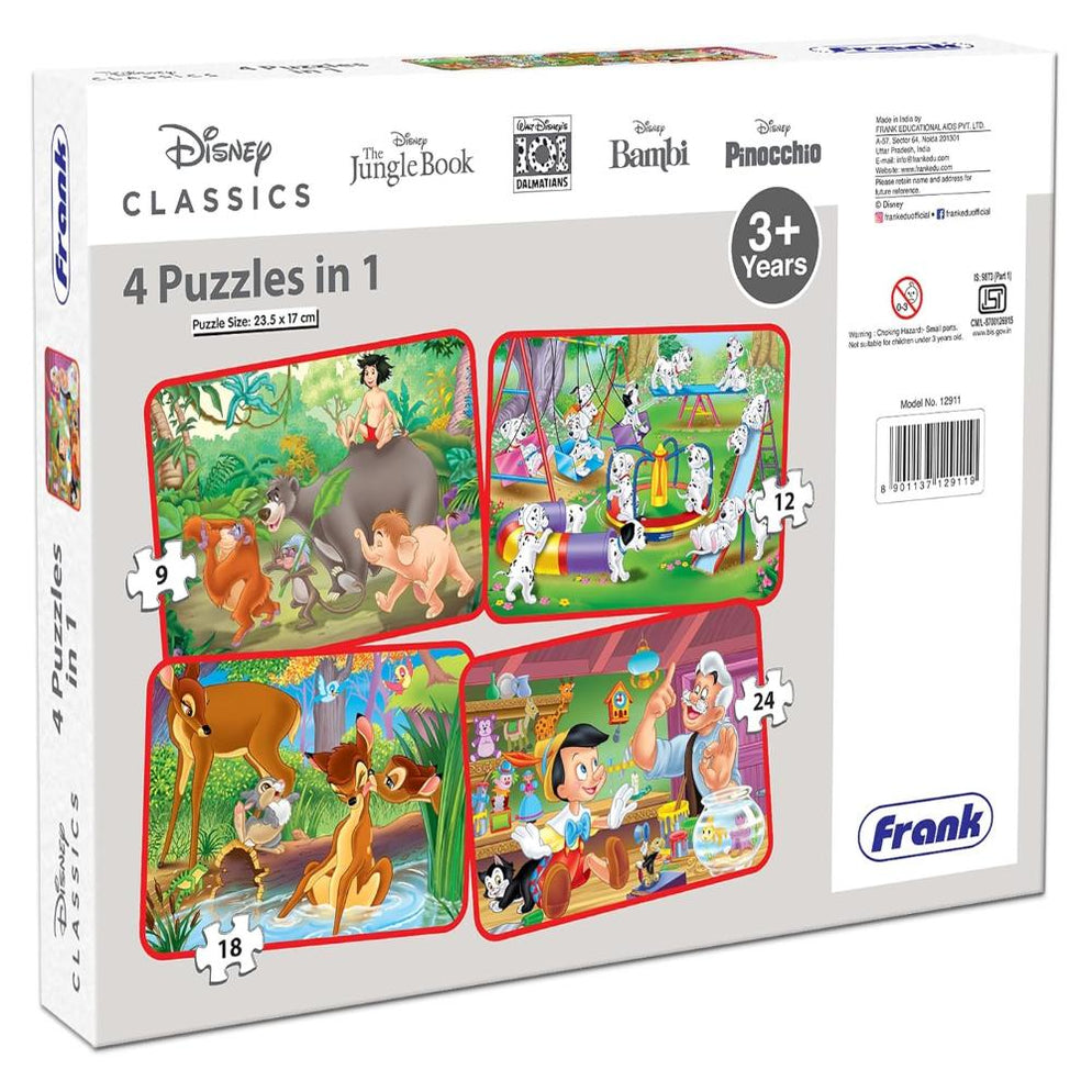 Frank Disney Classics 4 Puzzles in 1 Jigsaw Puzzle (63 pcs) — Toycra