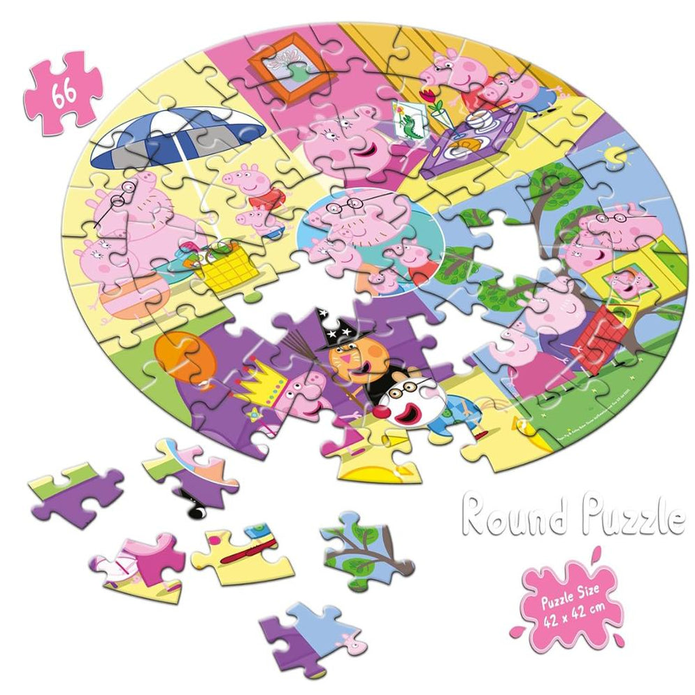 Frank Peppa Pig Round Jigsaw Puzzle -(66 Pieces) — Toycra