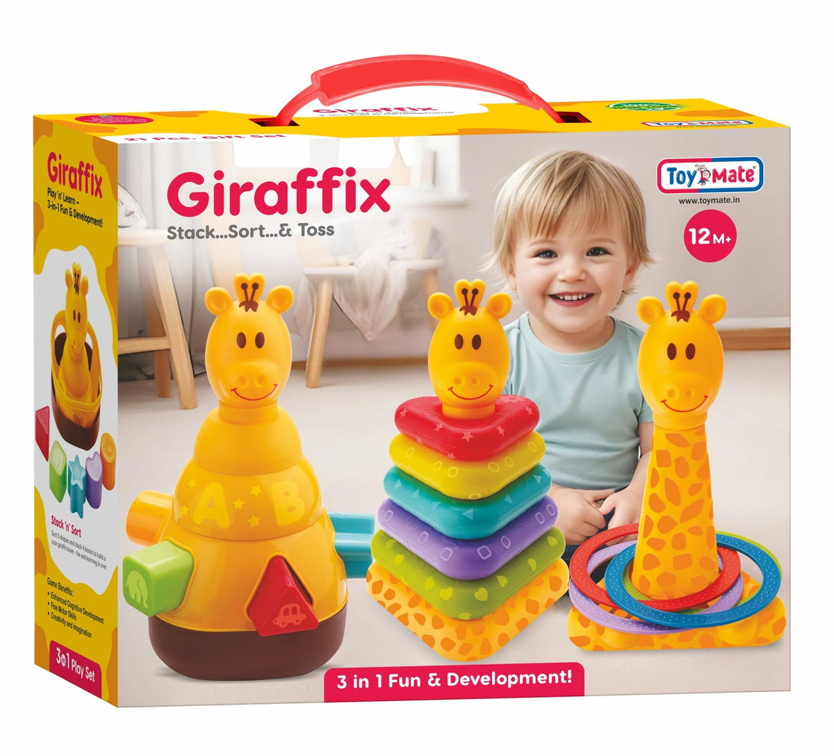 Giraffix – 3-in-1 Stack, Sort & Toss Toy for Toddlers (12M+) — Toycra