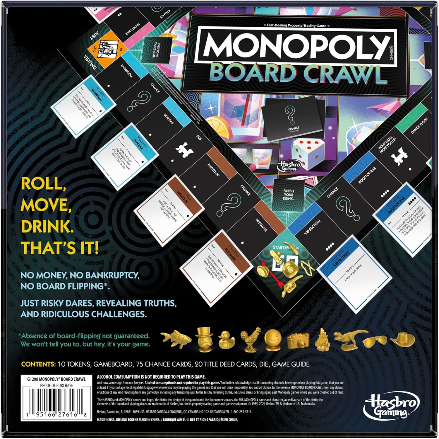 Hasbro Monopoly Board Crawl Party Game, Official Monopoly Drinking Gam ...