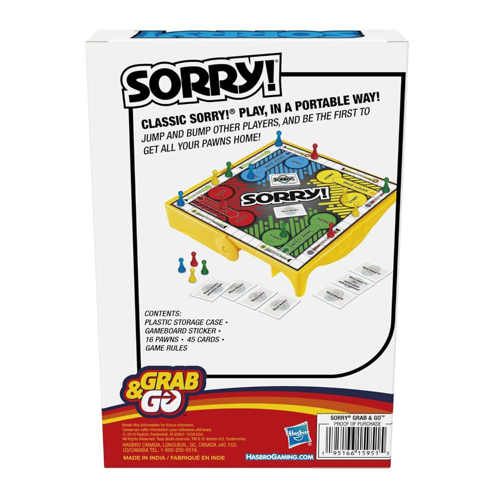Hasbro Sorry Grab & GO Board Game — Toycra