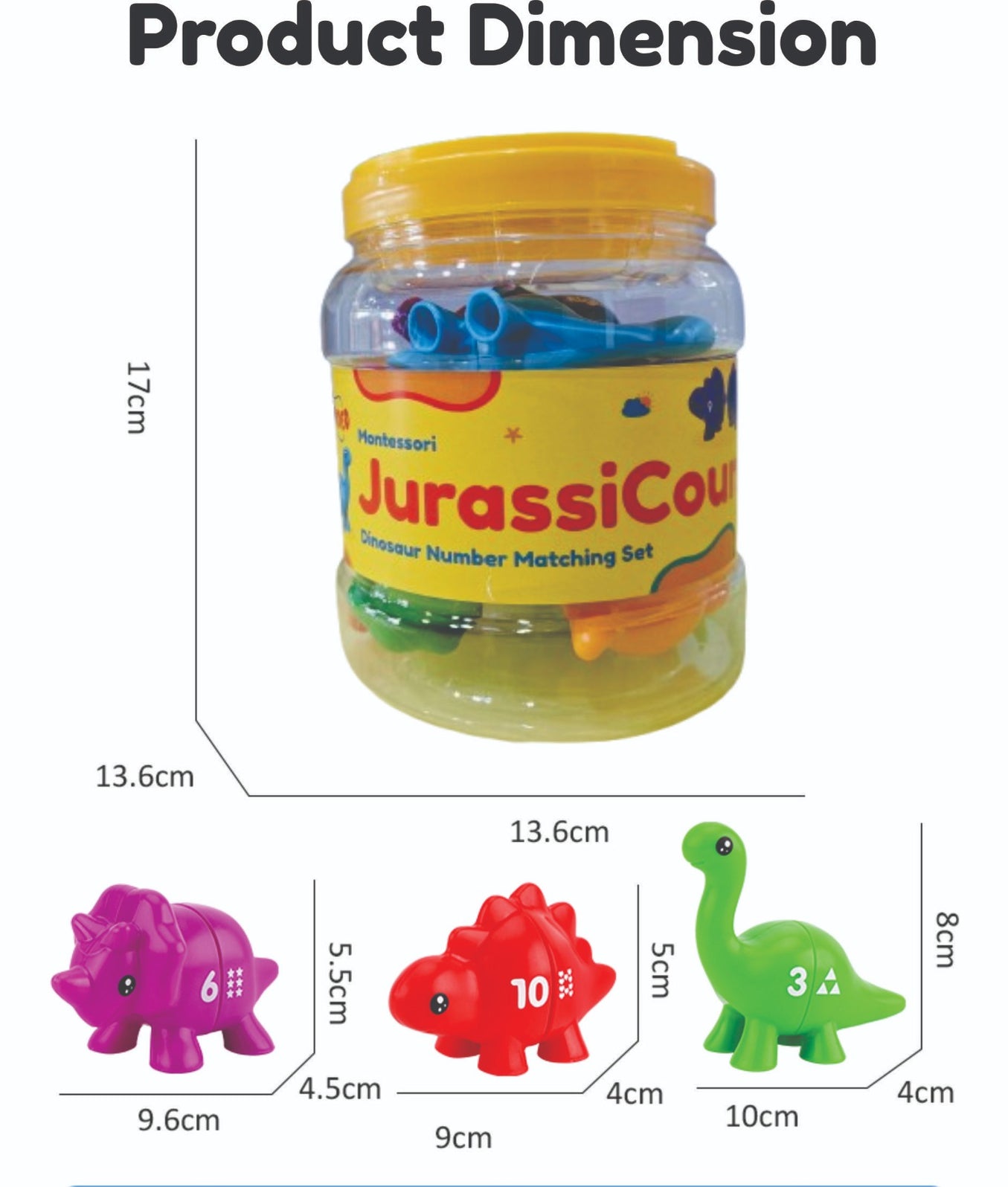 JurassiCount-Montessori Dinosaur Number Matching Set (20 pcs) — Toycra