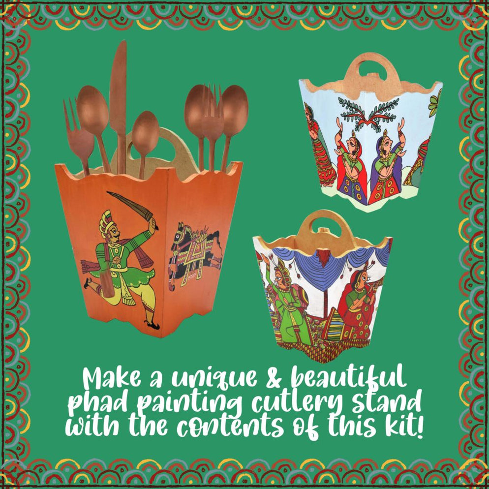 Kalakaram Phad Painting Cutlery Stand DIY Kit — Toycra