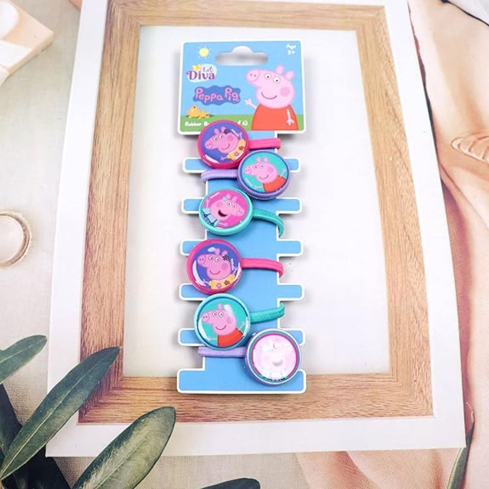 Li'l Diva Peppa Pig Hair Accessories Rubber Bands Pack Of 6pcs — Toycra