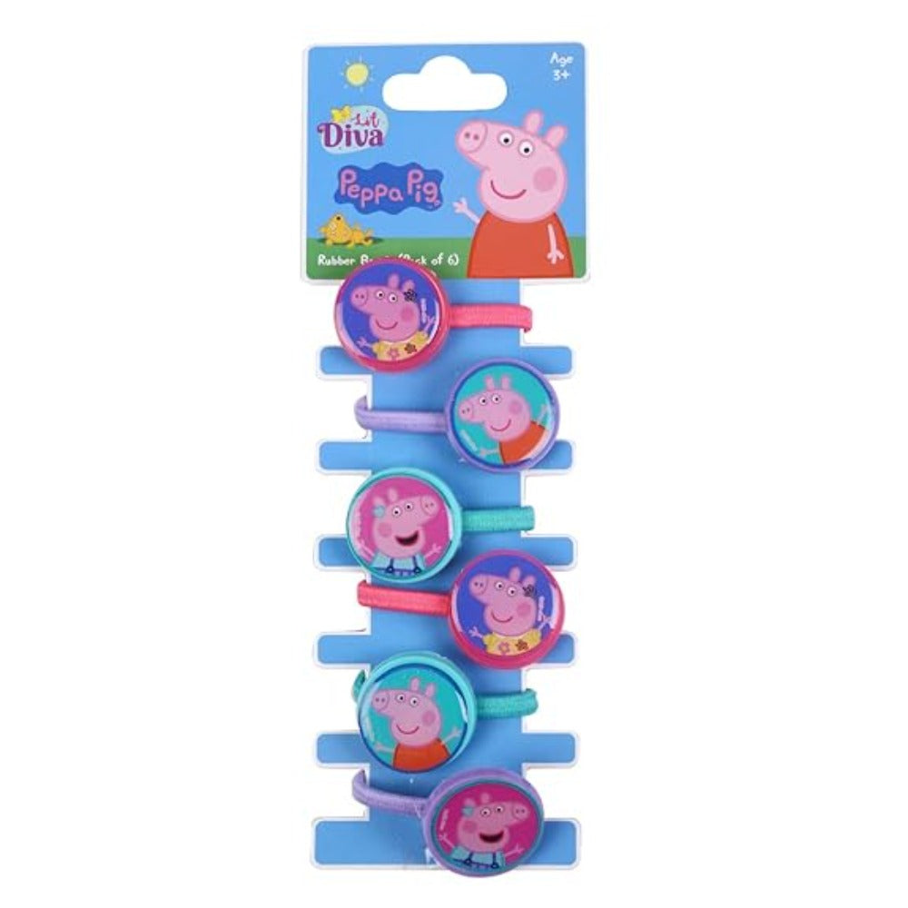 Li'l Diva Peppa Pig Hair Accessories Rubber Bands Pack Of 6pcs — Toycra