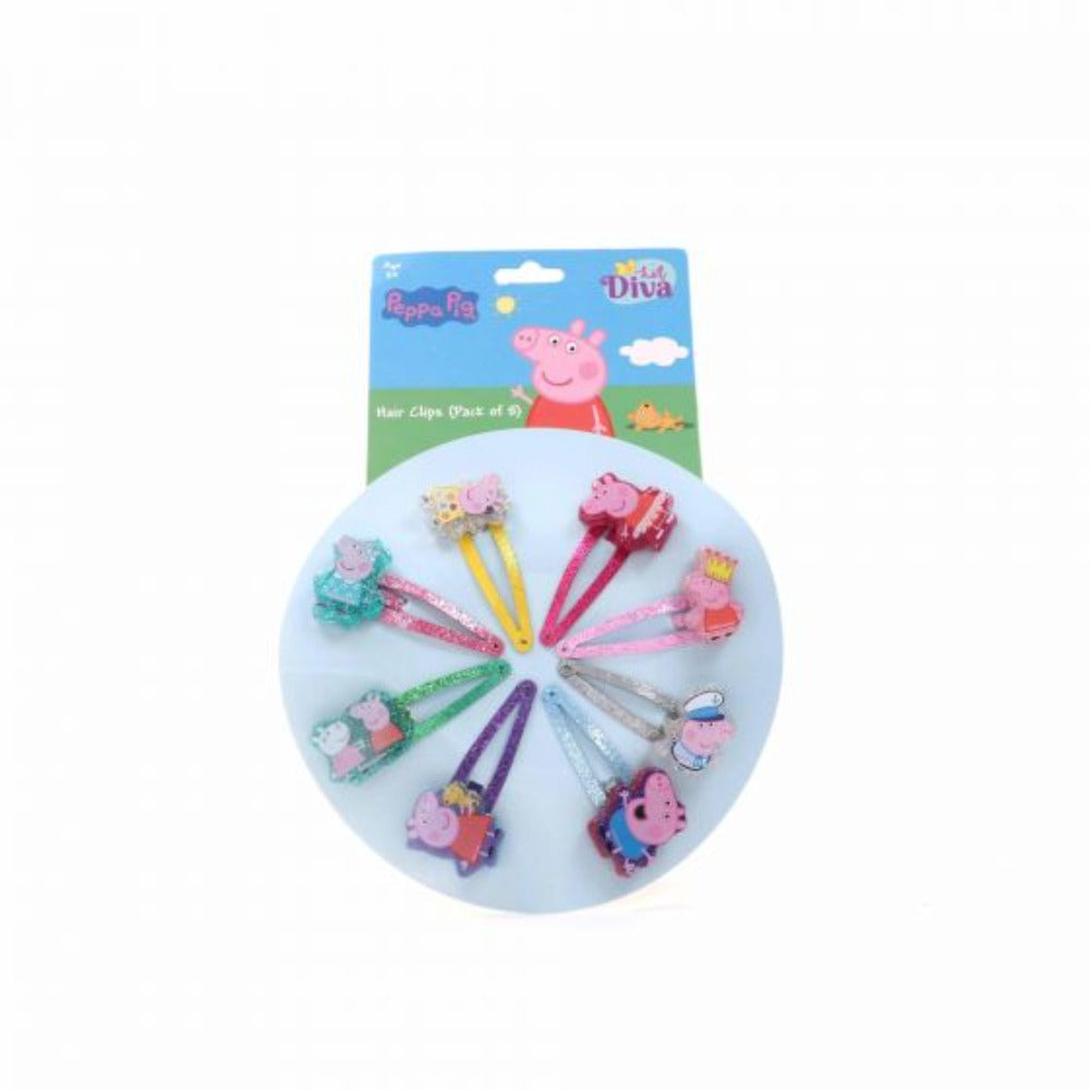 Lil Diva Peppa Pig Hair Clips Pack Of 8 — Toycra