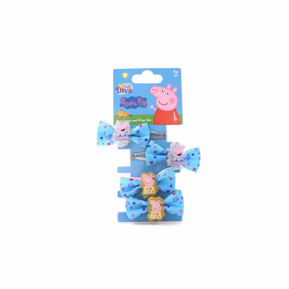 Lil Diva Peppa Pig Hair Loops & Clips Set — Toycra
