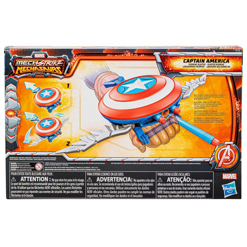 Nerf Marvel Mech Strike Mechasaurs Captain America Redwing Blaster — Toycra