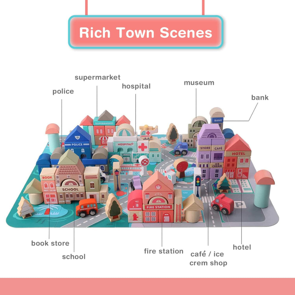 Open Ended 115 Pieces Wooden City Building Blocks — Toycra