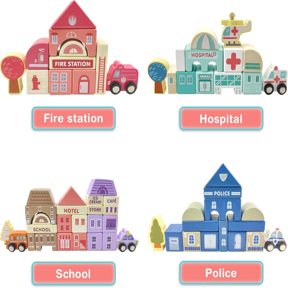 Open Ended 115 Pieces Wooden City Building Blocks — Toycra