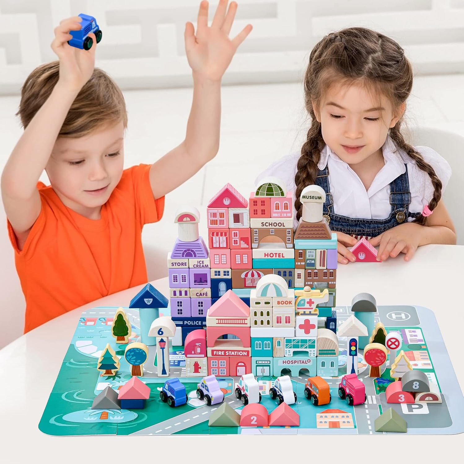 Open Ended 115 Pieces Wooden City Building Blocks — Toycra