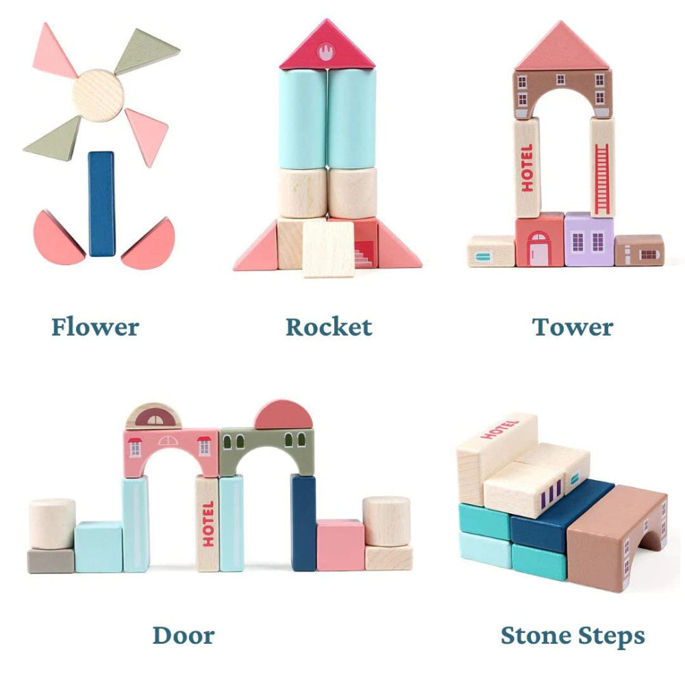 Open Ended 115 Pieces Wooden City Building Blocks — Toycra