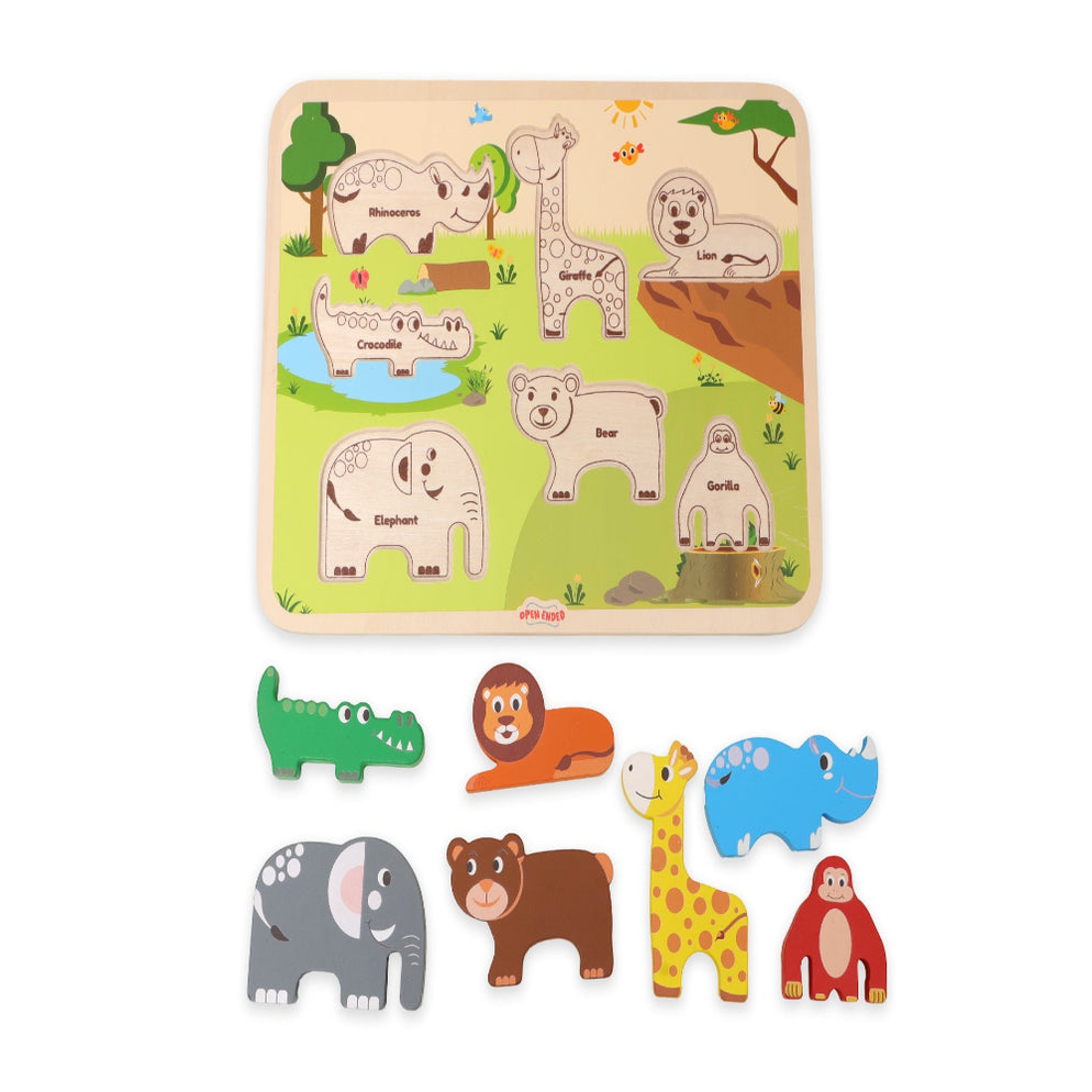 Open Ended Chunky Puzzle New Design- Animals (Includes - 7 Chunky self ...