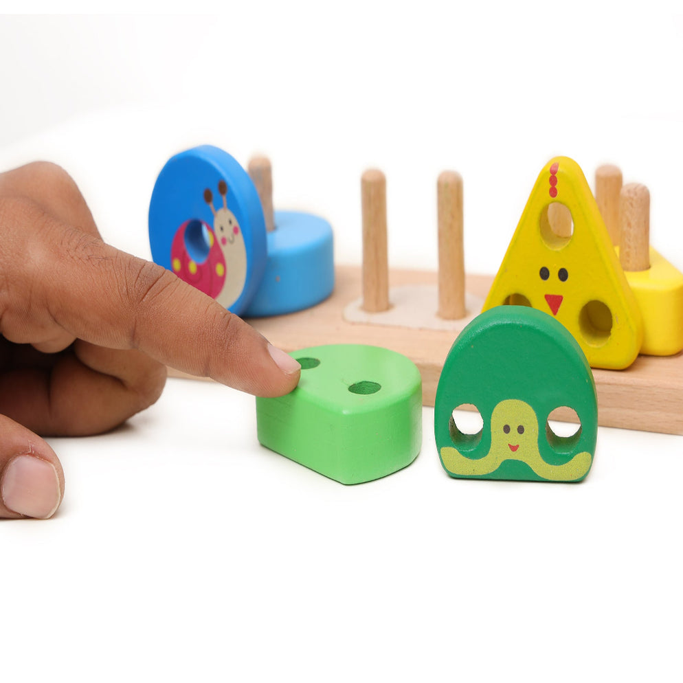 Open Ended Montessori Multi Peg Shape Stacker — Toycra