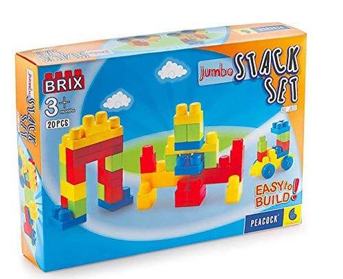 Peacock Jumbo Stack Brix Set (20 Pieces) — Toycra