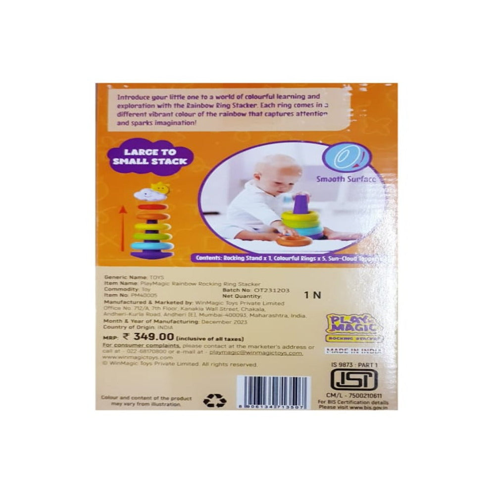Playmagic Rainbow Rocking Ring Stacker — Toycra