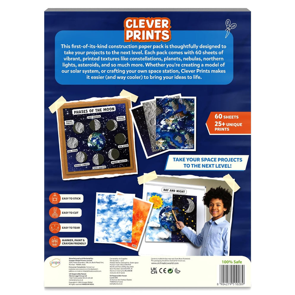 Skillmatics Clever Prints: Outer Space | Construction Paper (60 Sheets ...