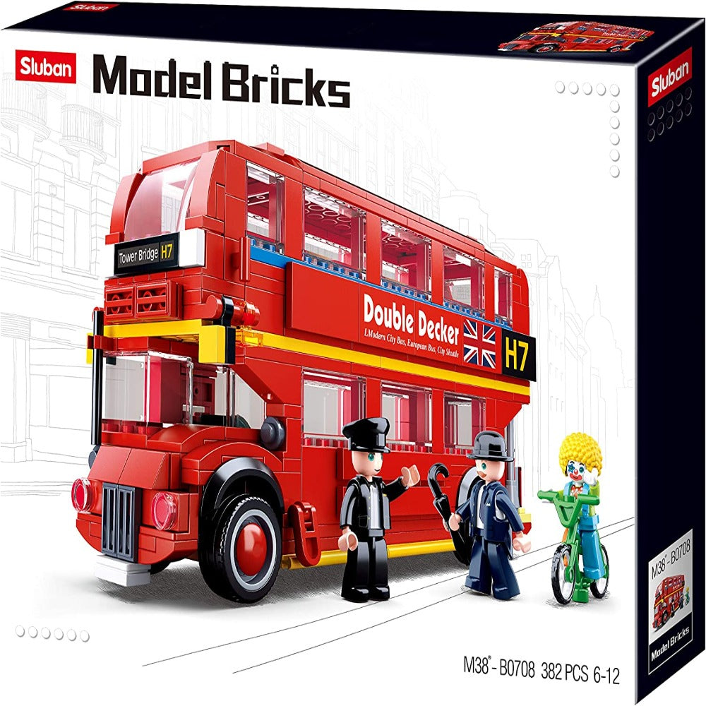 Sluban M38-B0708 Model Bricks Red London Double Decker Bus - 394 Piece — Toycra