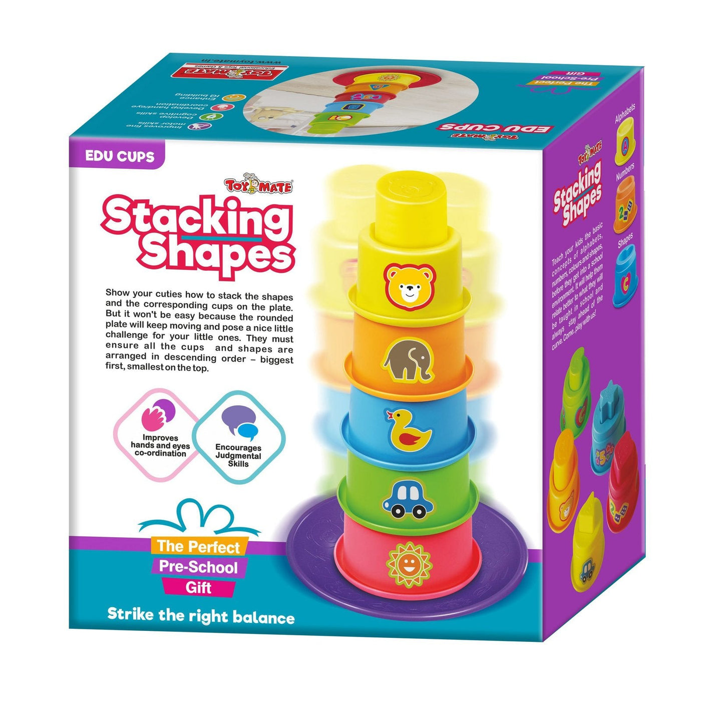 Stacking Shapes EDU Cups | Color & Shape Sorting Toy for Toddlers — Toycra