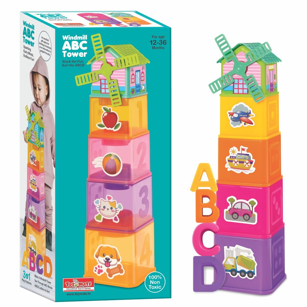 Windmill ABC Tower - Stacking & Nesting Cube for Age 12 Months & Above ...