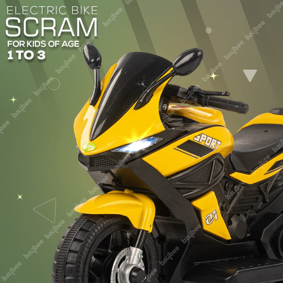 Baybee MB-118 Scram Rechargeable Battery Operated Bike (Yellow) — Toycra