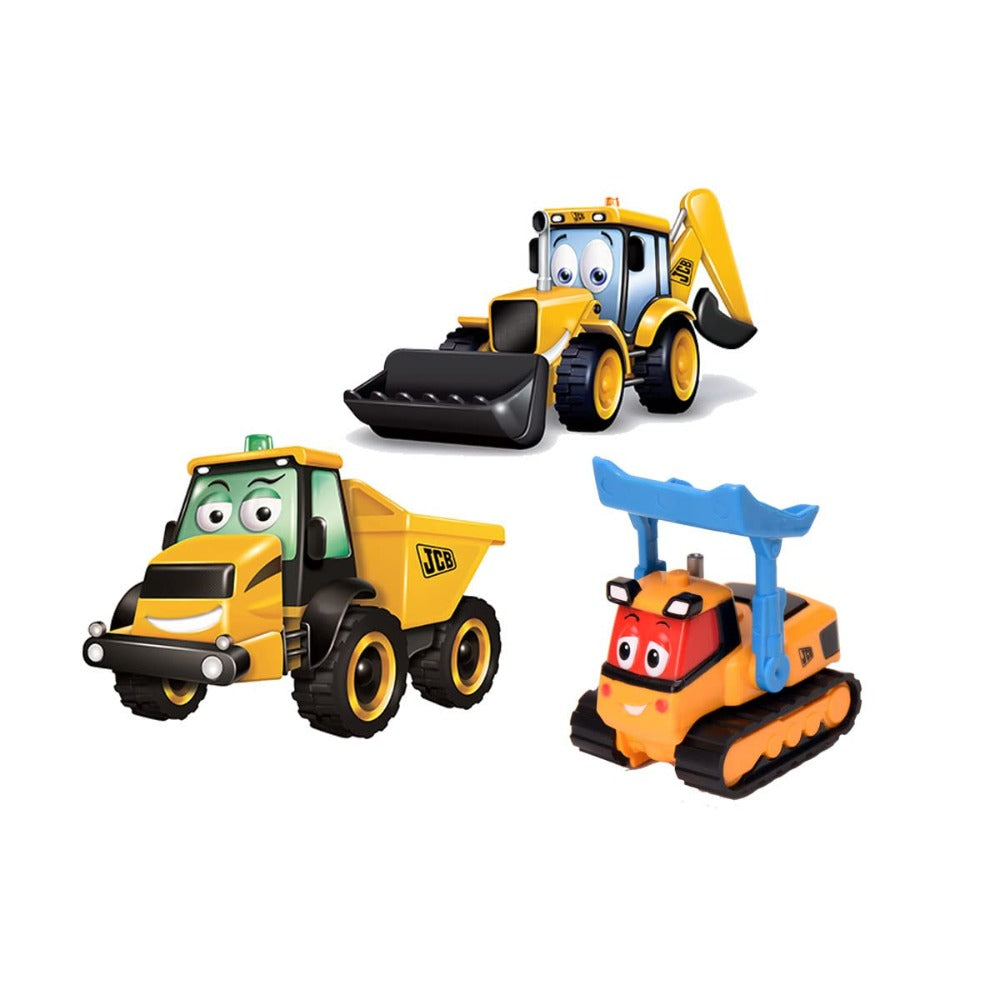 JCB My 1st Muddy Friends Joey Doug & Dan Toys Pack of 3 (Pull Back Toy ...