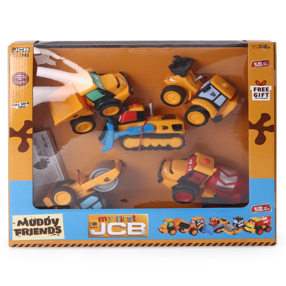 JCB My First Muddy Friends ( Pack of 5), Pull Back Toy — Toycra