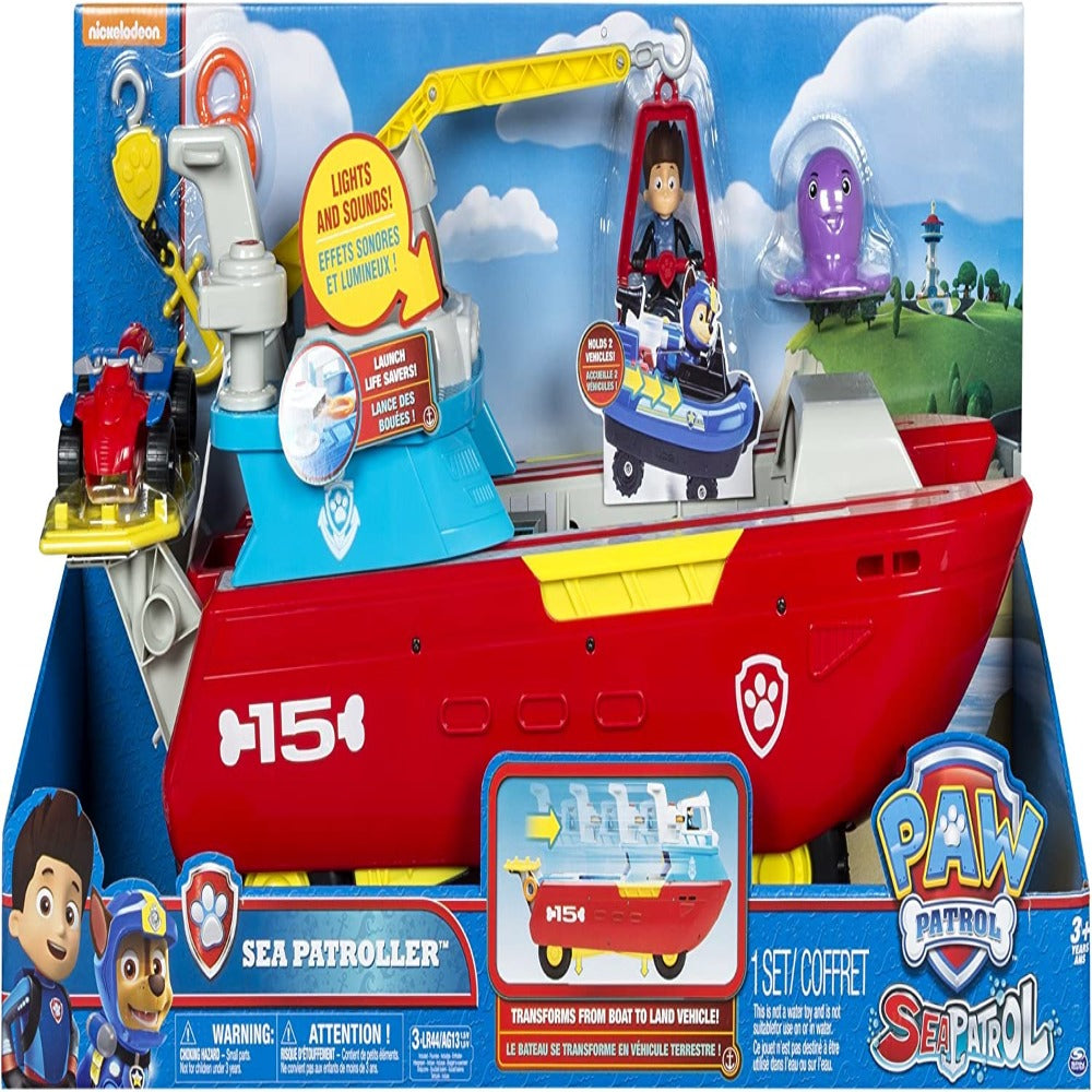 Paw Patrol Sea Patrol - Sea Patroller Transforming Vehicle with Lights ...
