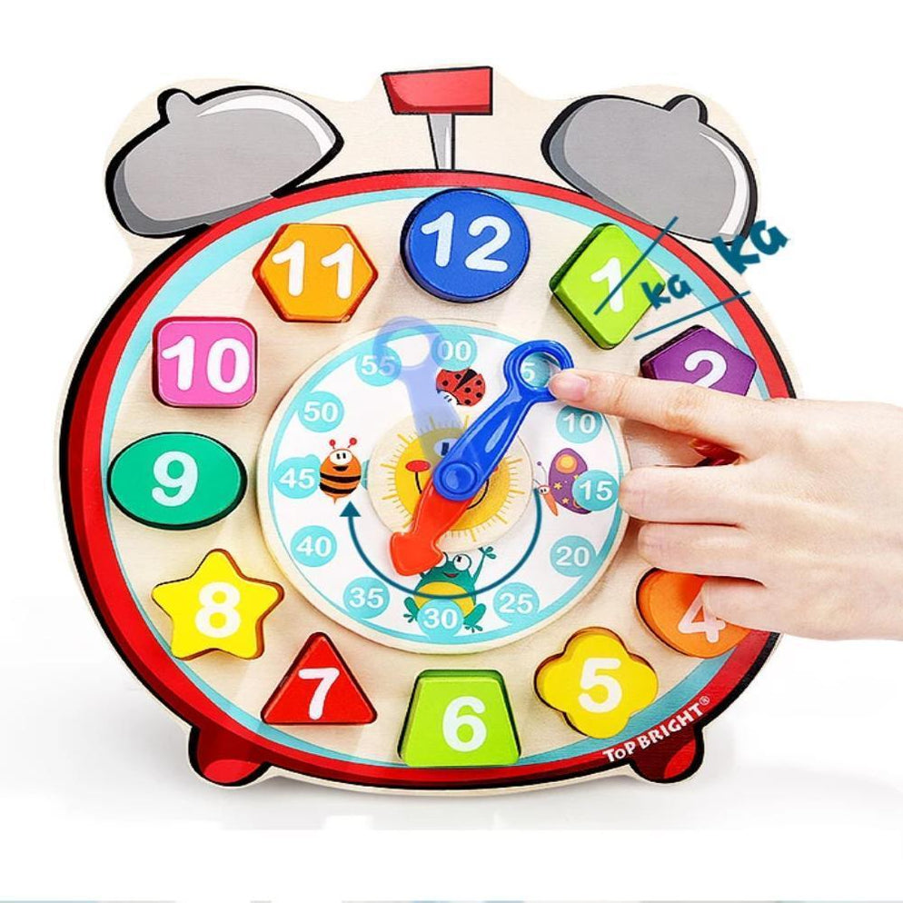 Top Bright Wooden Shape Sorting Clock — Toycra