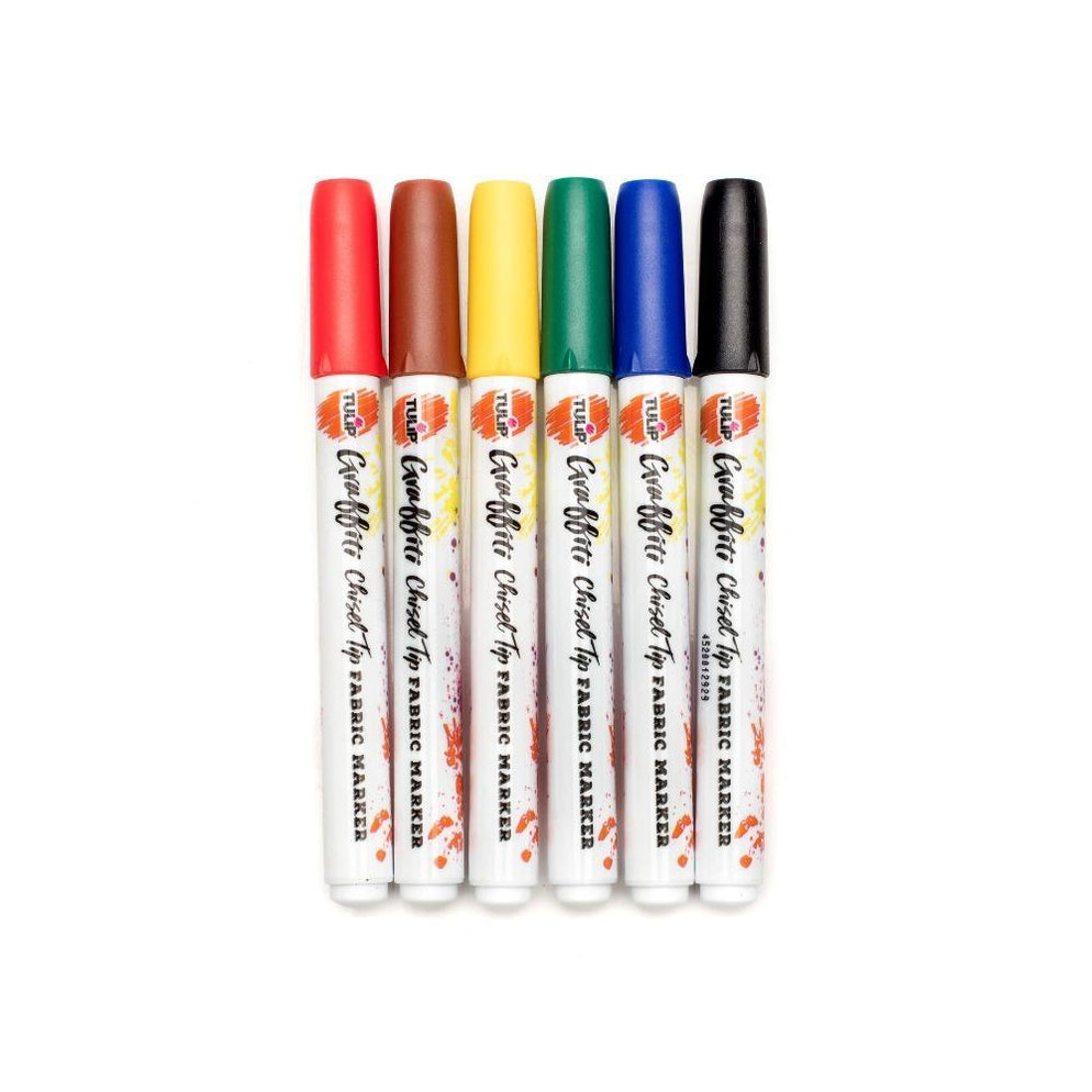 Tulip Graffiti Chisel Tip Fabric Markers 6 Pack — Toycra