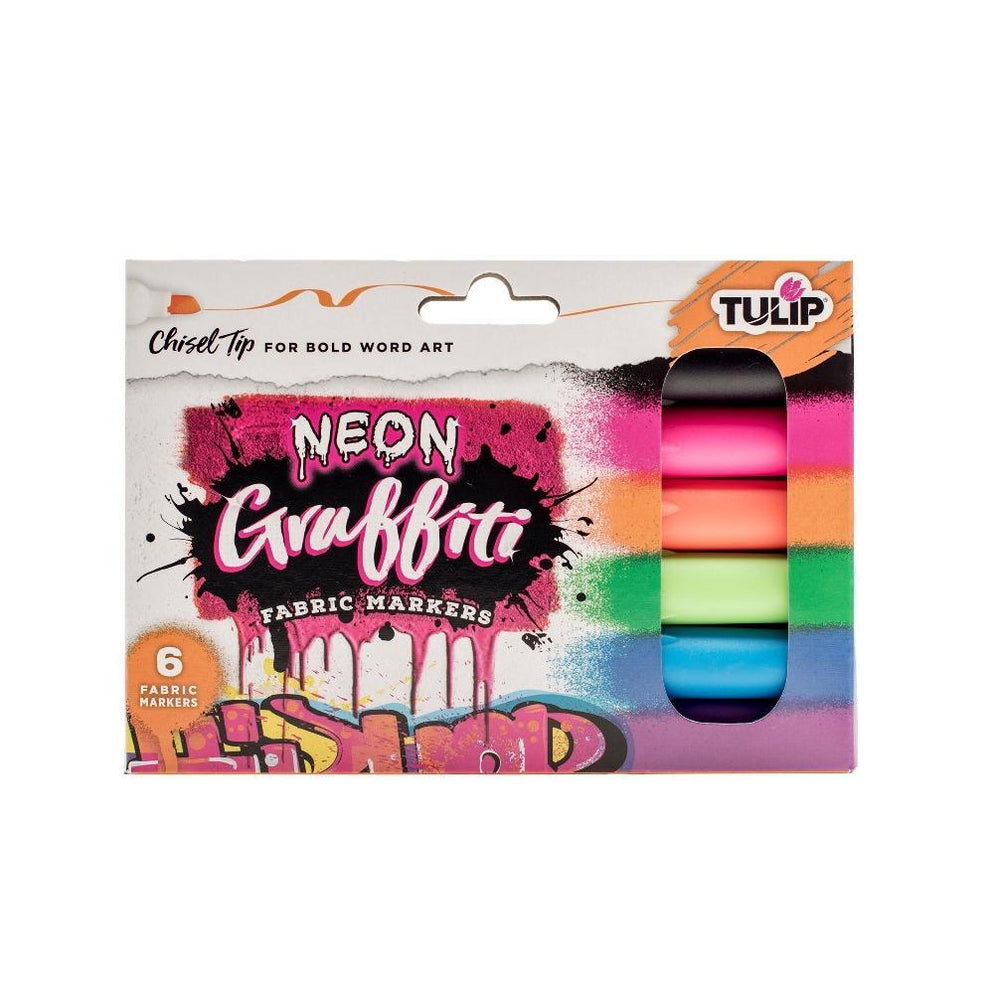 Tulip Graffiti Chisel Tip Fabric Markers 6 Pack — Toycra