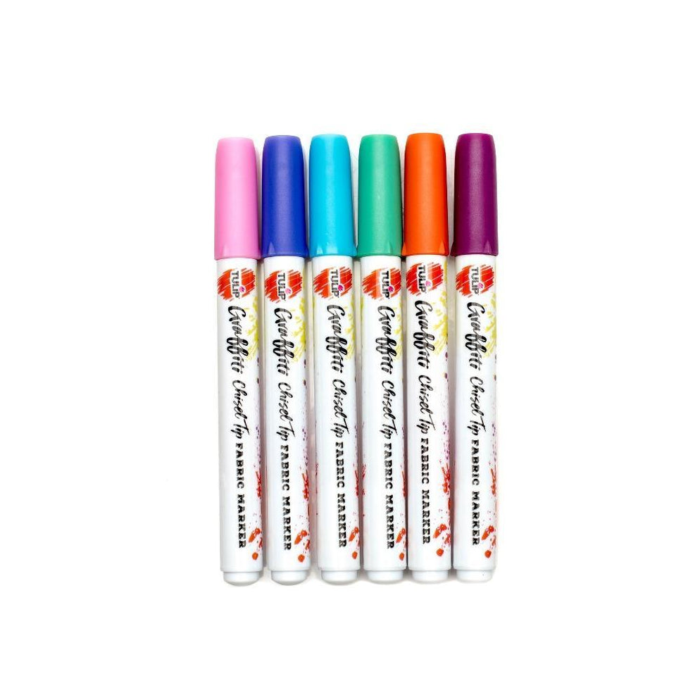 Tulip Graffiti Chisel Tip Fabric Markers 6 Pack — Toycra