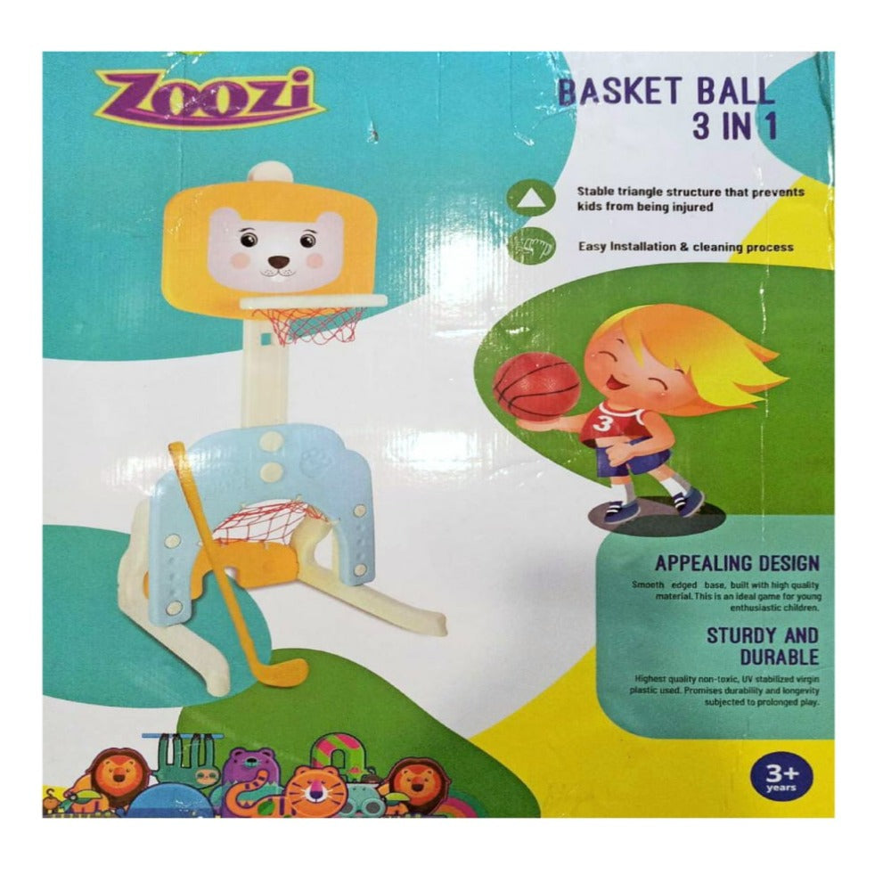 Zoozi 3 In 1 Portable Basket Ball, Golf, Football Hoop For Kids — Toycra