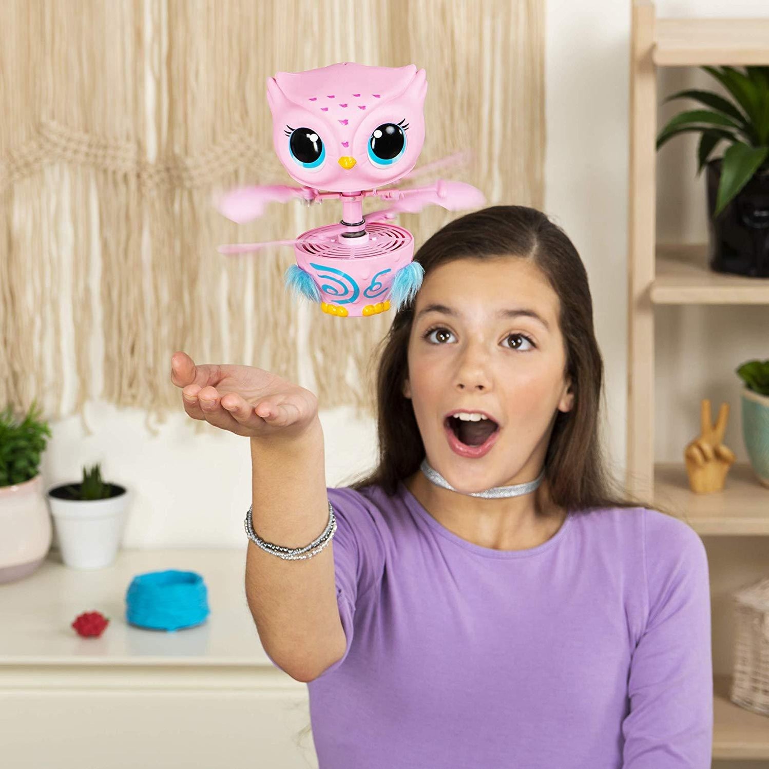 Owleez Flying Baby Owl Interactive Toy Pink — Toycra